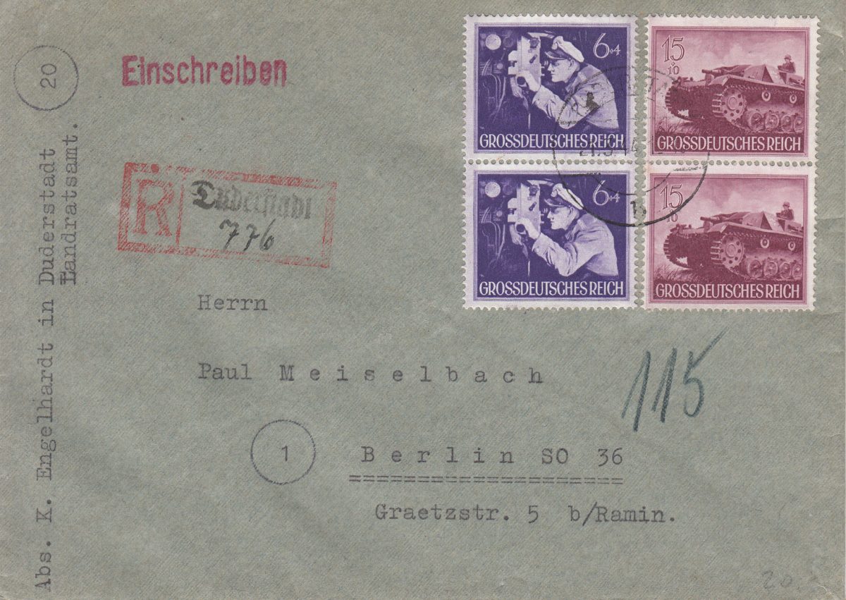 R-Stempel Deutsches Reich – Einschreiben aus Niedersachsen