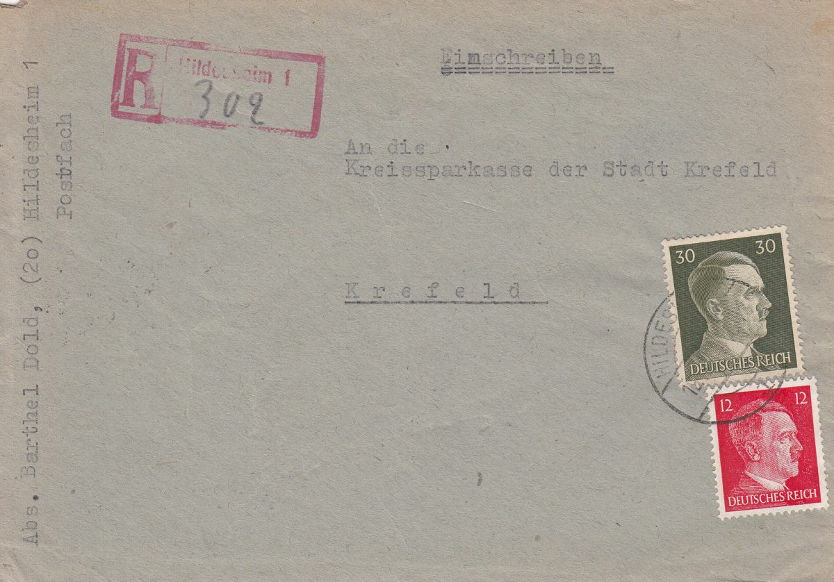 R-Stempel Deutsches Reich – Einschreiben aus Niedersachsen