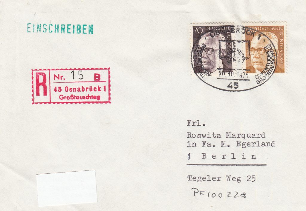 R-Stempel Deutsche Bundespost – Einschreiben aus Niedersachsen