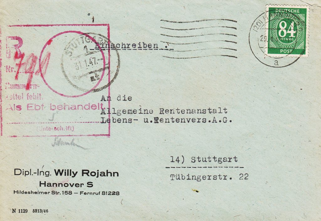 R-Stempel – Einschreiben aus Niedersachsen